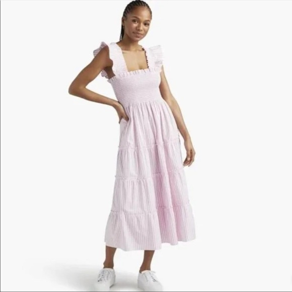 Hill House | Dresses | Hill House Home Ellie Nap Cotton Midi Cottage Core Dress Bubblegum Stripe ...
